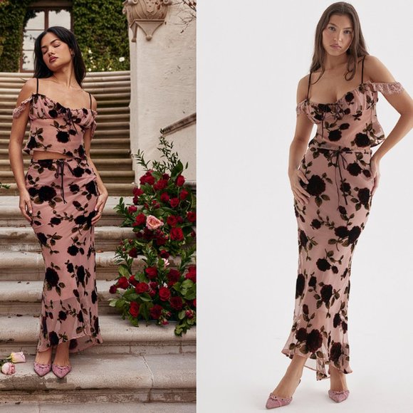 House of CB | Tops | House Of Cb Graciela Dusty Pink Devore Top Nwt ...